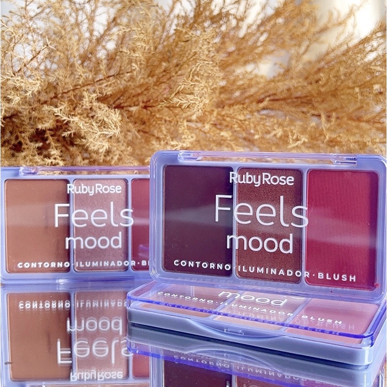 Trio de Contorno, Iluminador e Blush Linha Feels Mood Ruby Rose | Shopee Brasil