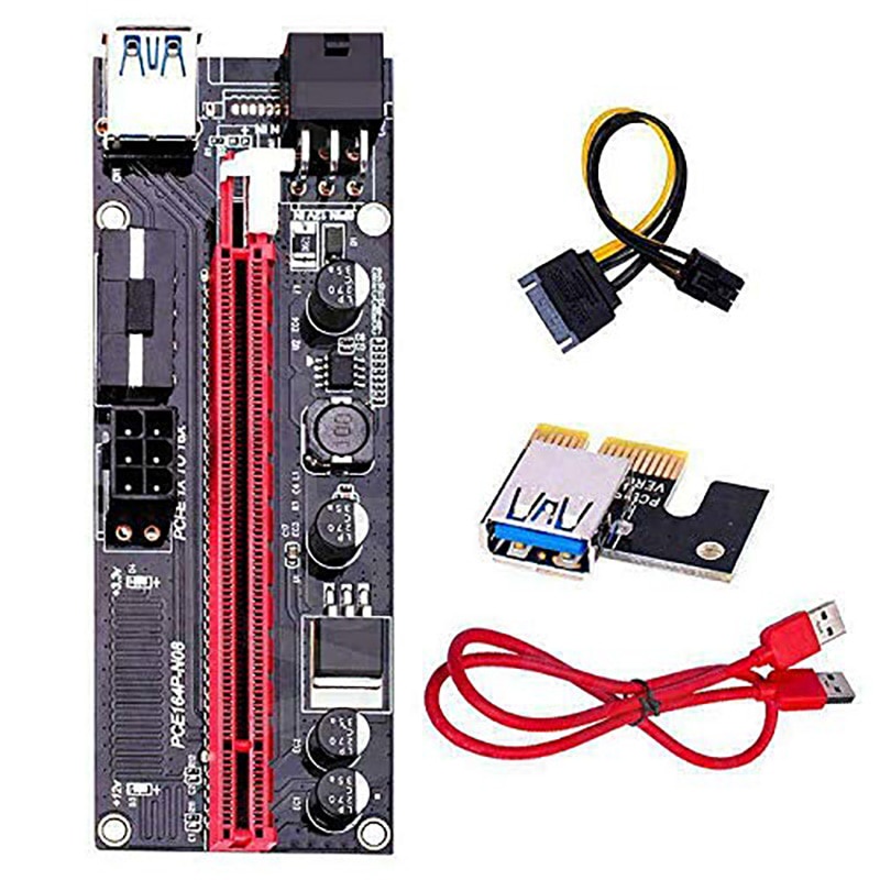Ver009S PCI-E Riser Board 1x to 16x Adapter Card USB 3 0 PCI-E Extender ...
