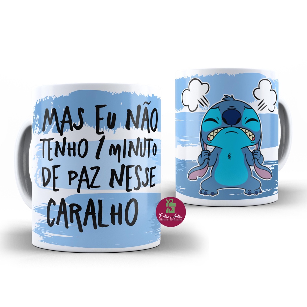 Caneca lilo stitch bravo meme eu não tenho um minuto- ENVIO RÁPIDO ...