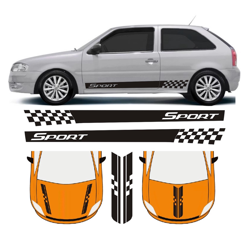 Adesivo Lateral Para VW Gol Bolinha G2 G3 G4 2p Sport E Capô C5 Faixa ...