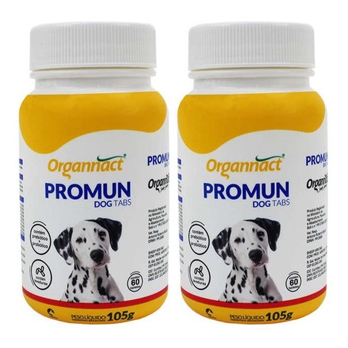 Kit 2 Promun Dog Tabs 105g 60 Tabletes Suplemento Organnact | Shopee Brasil