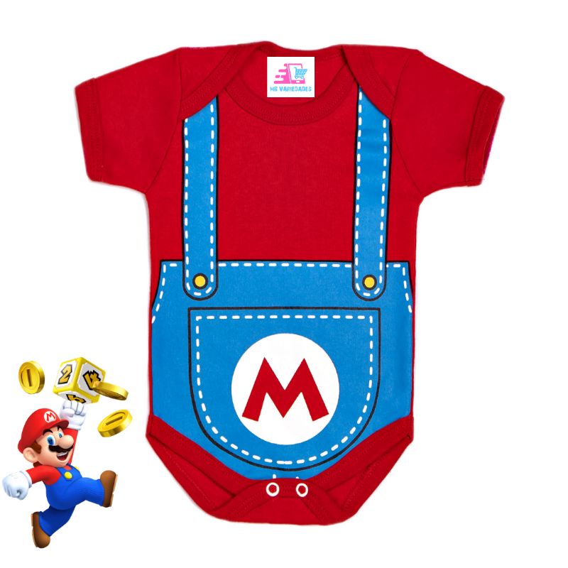 Body Mario Bros - Body temático para bebê | Shopee Brasil