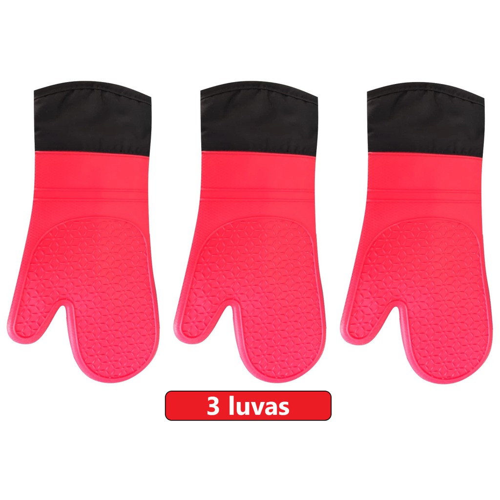 Luva Térmica de Silicone Manga Longa com Forro Mor (3 peças) | Shopee ...