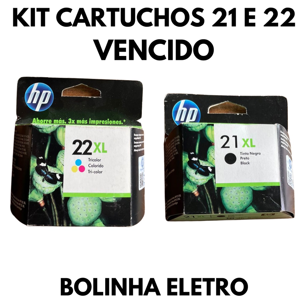 KIT Cartucho Original Hp XL 21 E 22 Original Lacrado Vencido | Shopee ...