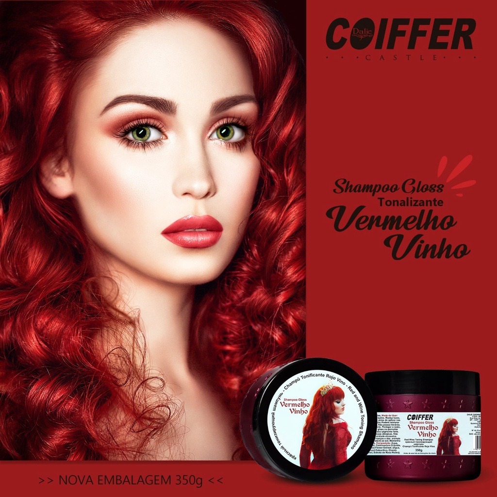 Shampoo Gloss Vermelho Vinho Coiffer 350g Ml | Shopee Brasil