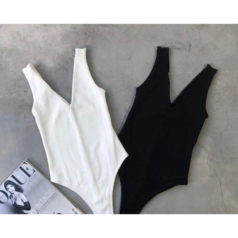 Body Bory feminino Canelado forrado decote V com feixo preto | Shopee ...