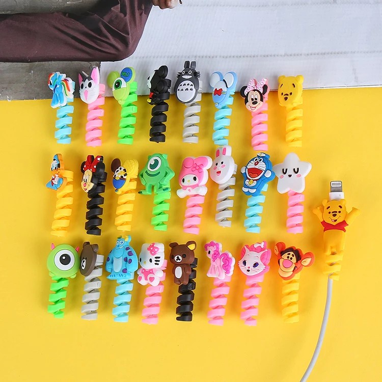 2 pcs Cartoon Spiral Cable Protector Data Line Cord Protector ... 2 pcs Cartoon Spiral Cable Protector Data Line Cord Protector ...