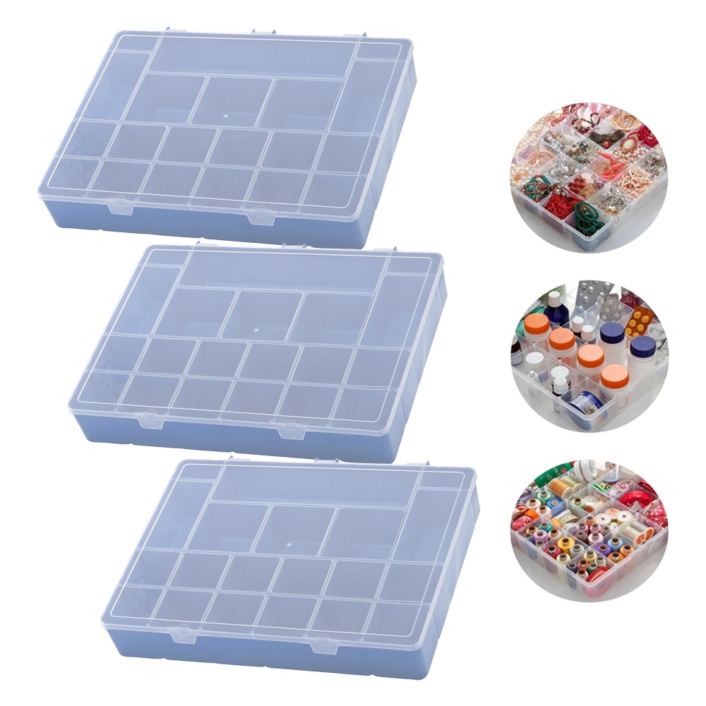 Caixa Organizador Box GG Porta Tudo Com Tampa e Divisória Kit 3 Peças ...