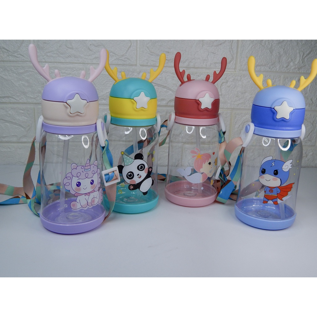 Garrafa Infantil com Canudo e Alça 680ml Cervo | Shopee Brasil