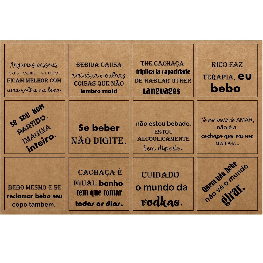 24 tags em kraft para drinks com frases alegres para festa de ...
