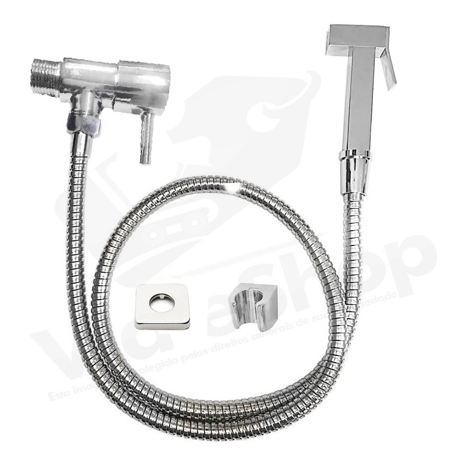 Ducha Higienica Completa Metal Inox Cromada Luxo Gatilho Metal Registro ...