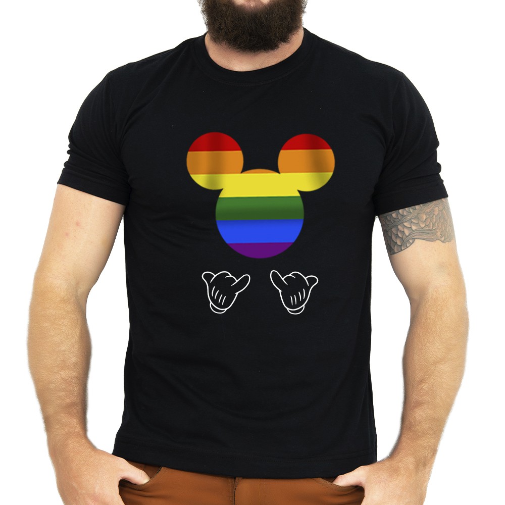 Camiseta Masculina Mickey Das Cores Do Lgvt Novidade | Shopee Brasil