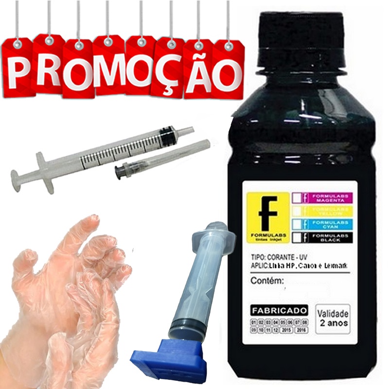 250ml Kit Recarga Tinta HP Preta Compatível Impressora Cartucho 664 2136 3636 3836 + Sugador ...