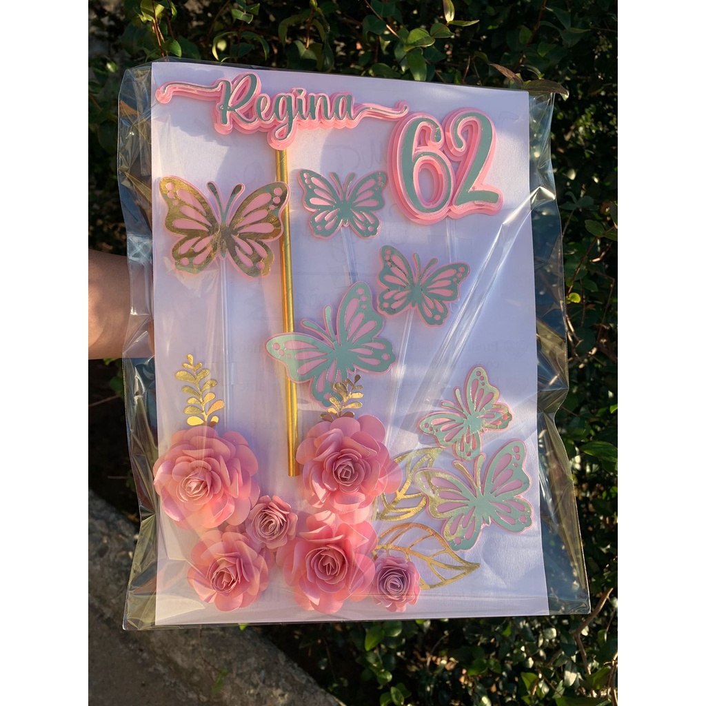 topper de Bolo borboletas e flores | Shopee Brasil topper de Bolo borboletas e flores | Shopee Brasil