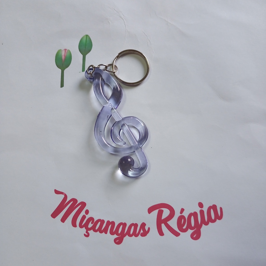 Chaveiro Nota Musical Azul de Acrilico 8cm Pacote com 4 Unidades ...