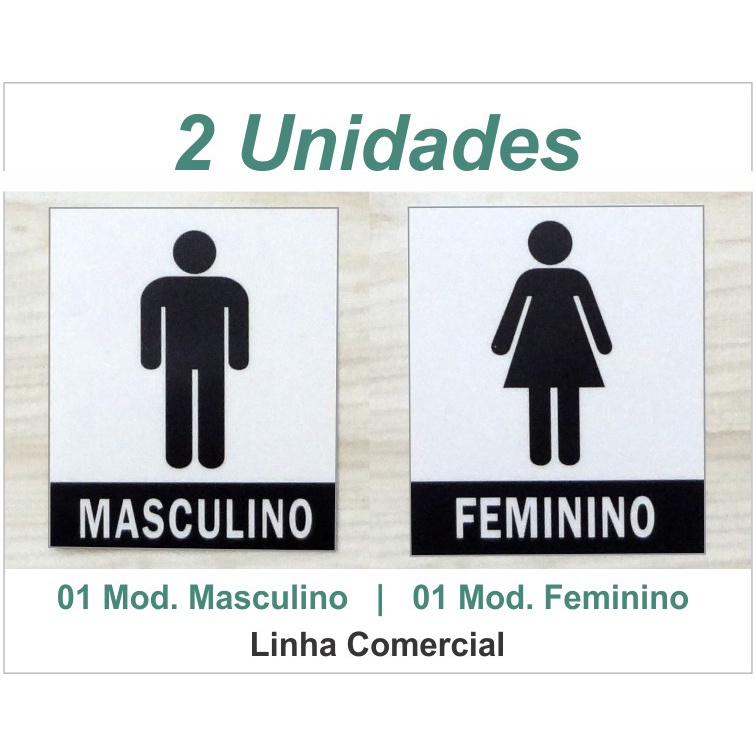 Kit 2 WC Masculino Feminino Adesivo Vinil 20x17cm Linha COMERCIAL ...