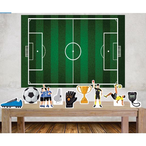 kit festa Futebol Soccer Painel e enfeite mesa cenário totem poli ...