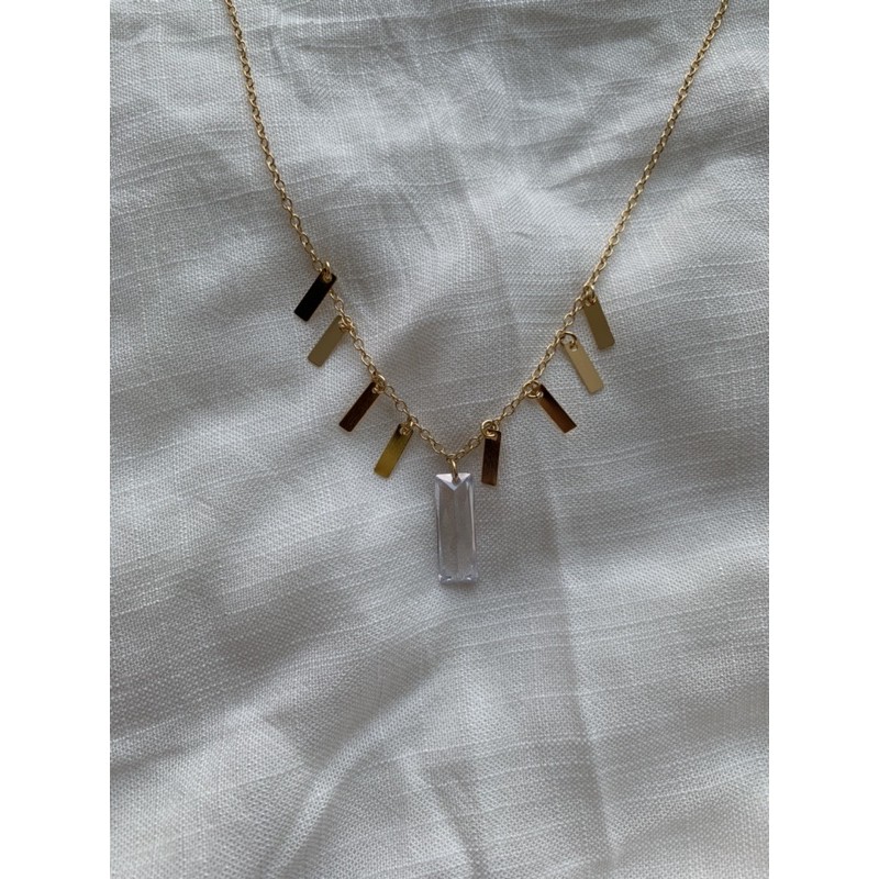 colar simples com pedra (folheado) | Shopee Brasil