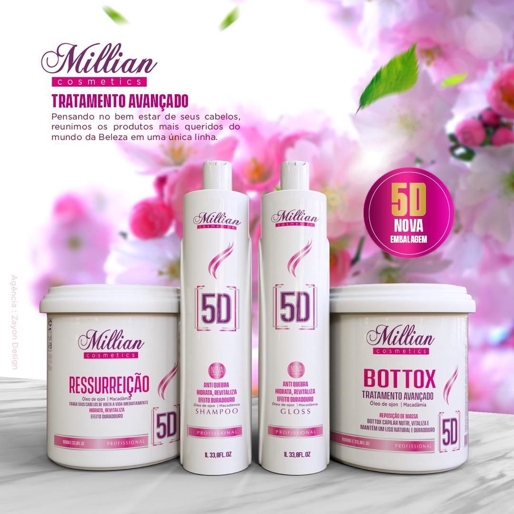 Kit Escova Progressiva Millian Combo 5d Botox Shampoo Gloss | Shopee Brasil