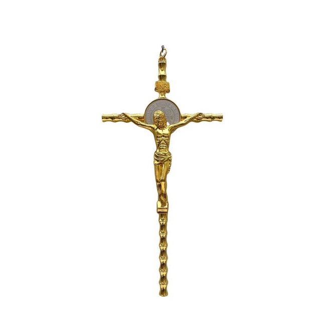 Crucifixo De Parede Metal Cruz Dourada 21cm | Shopee Brasil