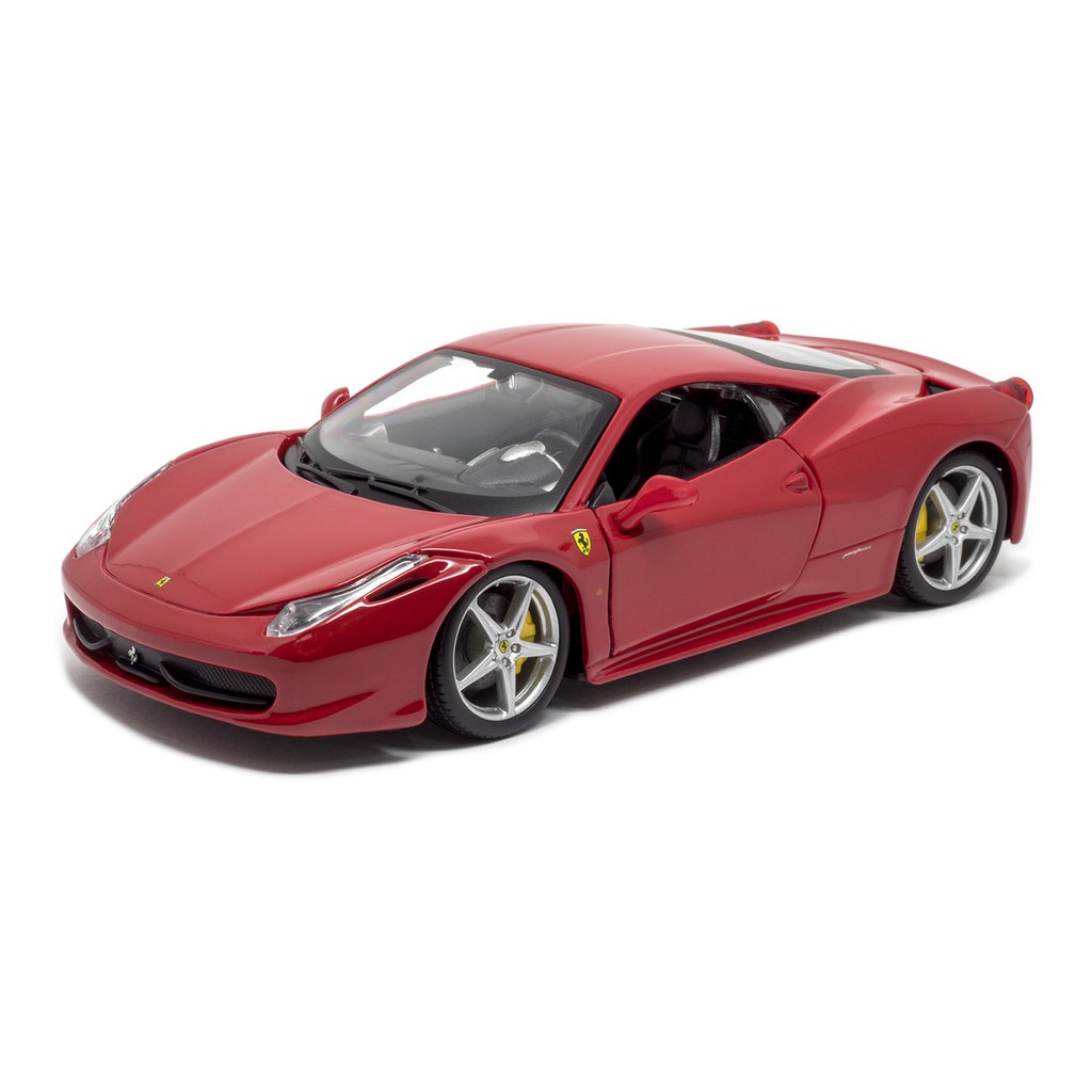 Miniatura em Metal da Ferrari 458 Itália 1/24 Bburago Race & Play - Corre Que Ta Baratinho