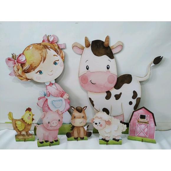 KIT DISPLAY Tema Fazendinha Menina - MDF | Shopee Brasil