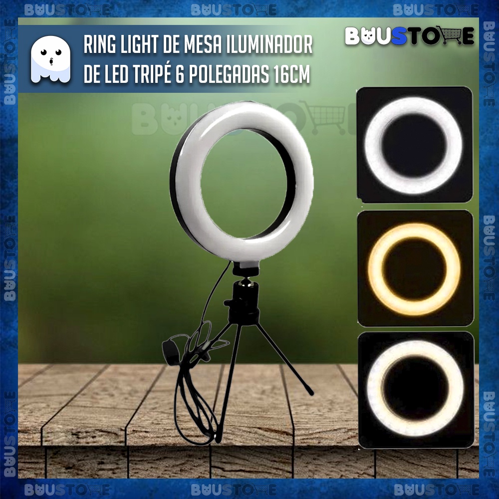 Ring Light De Mesa Iluminador De Led Tripé 6 Polegadas 16cm | Shopee Brasil