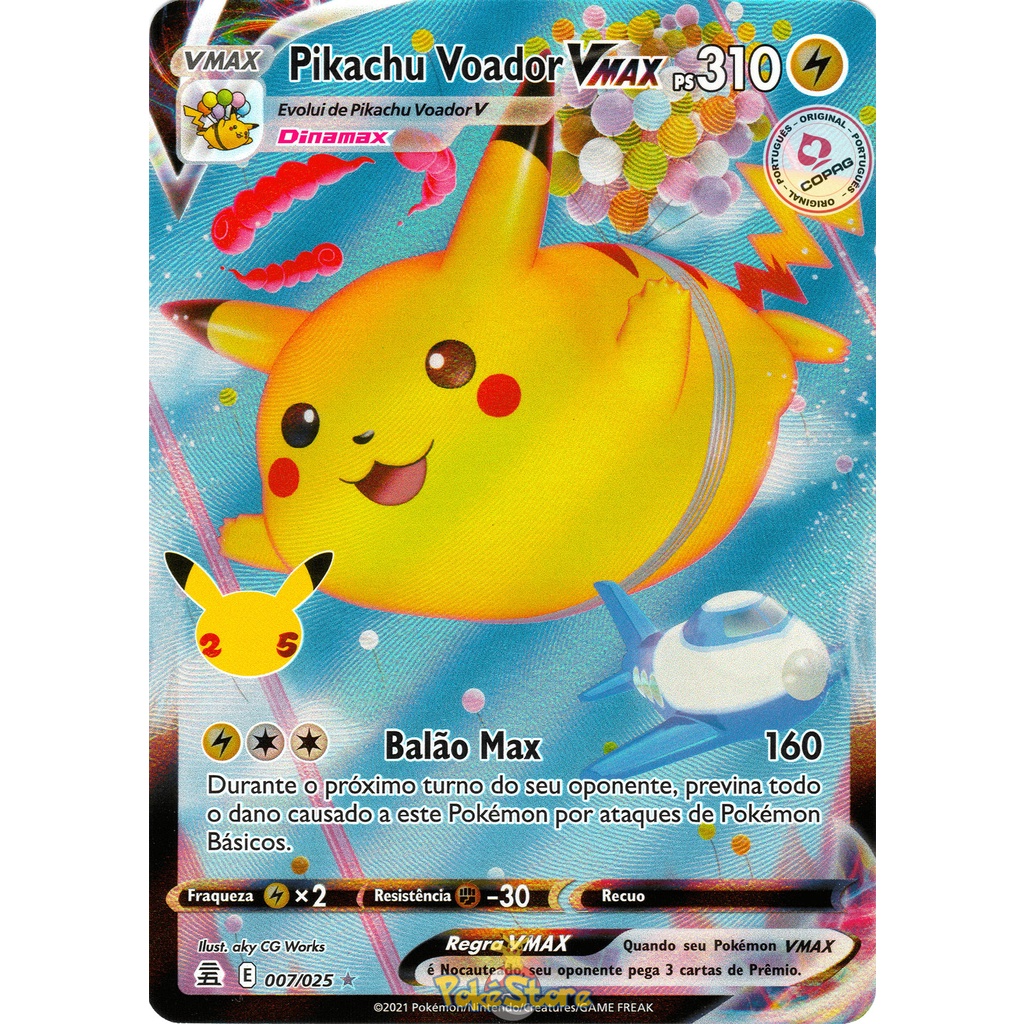 Carta Pokemon Pikachu VMAX Português Card Original Copag Celebrações ...