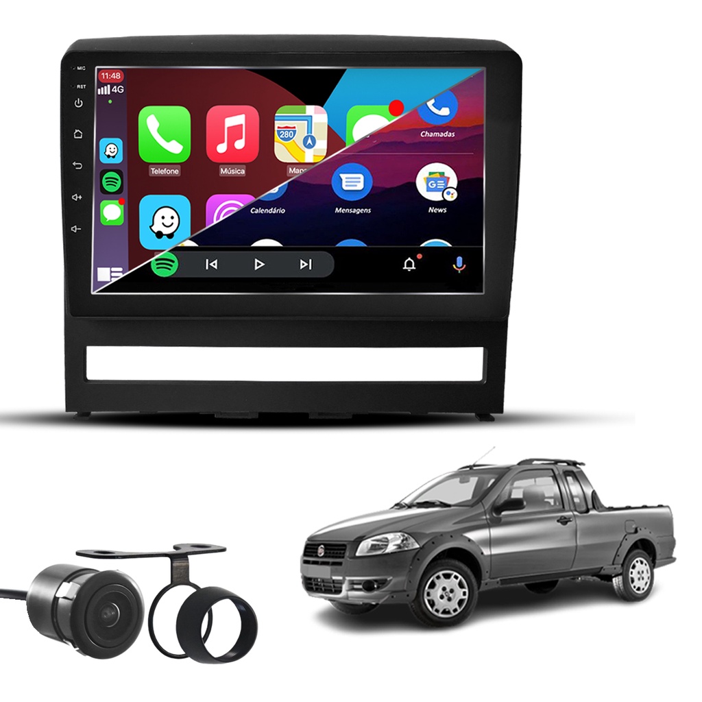 Kit Multimidia Fiat Strada Carplay Android Auto 9 polegadas | Shopee Brasil