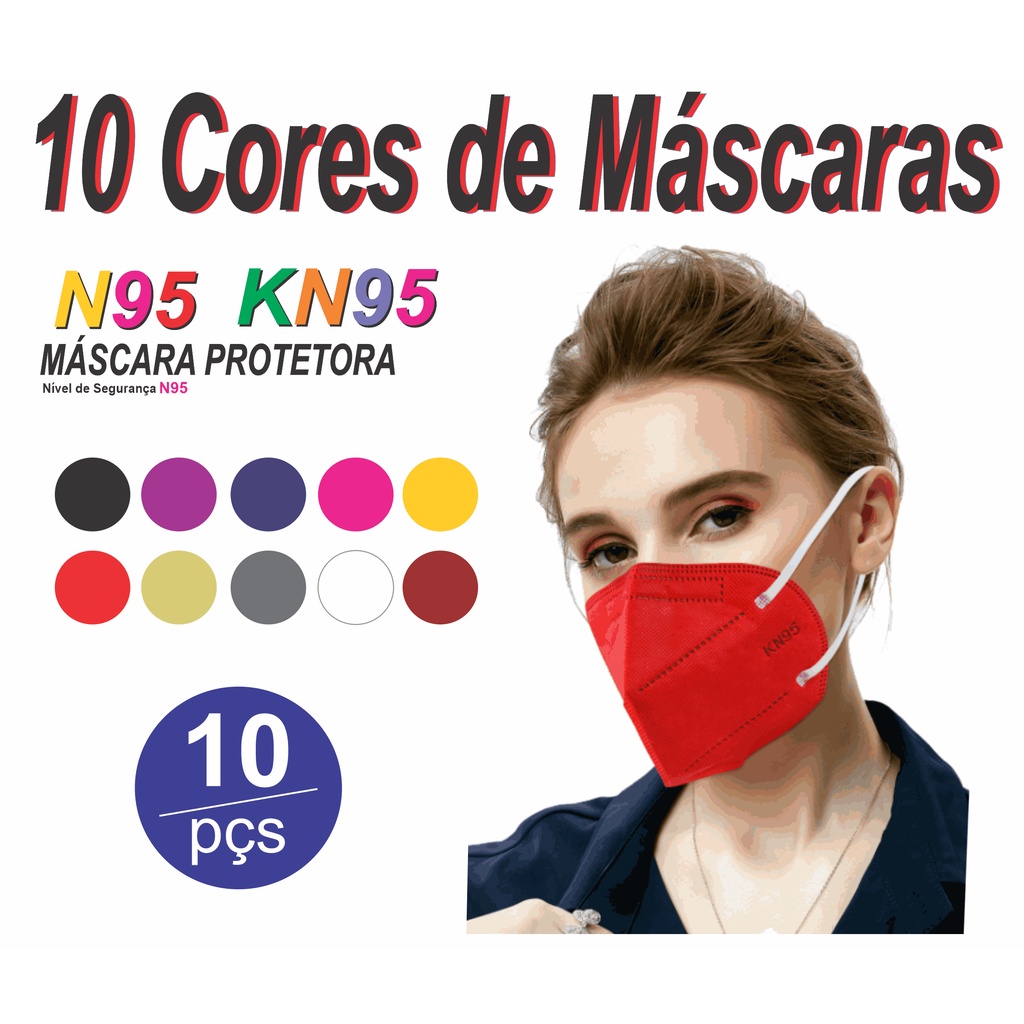 Máscara N95 Com Filtro - Pff2 - Kn95 ( 10 Uni ) | Shopee Brasil