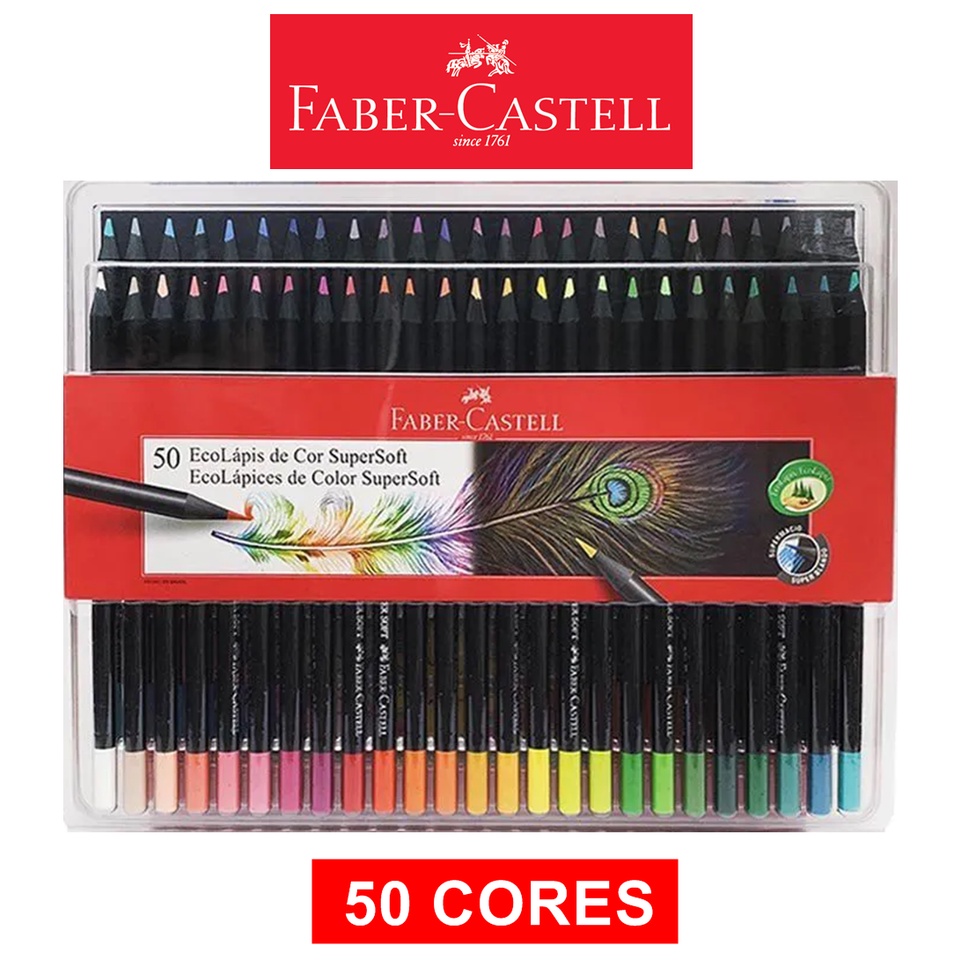 Lapis de Cor Faber-Castell Super Soft 50 Cores - Profissional | Shopee ...
