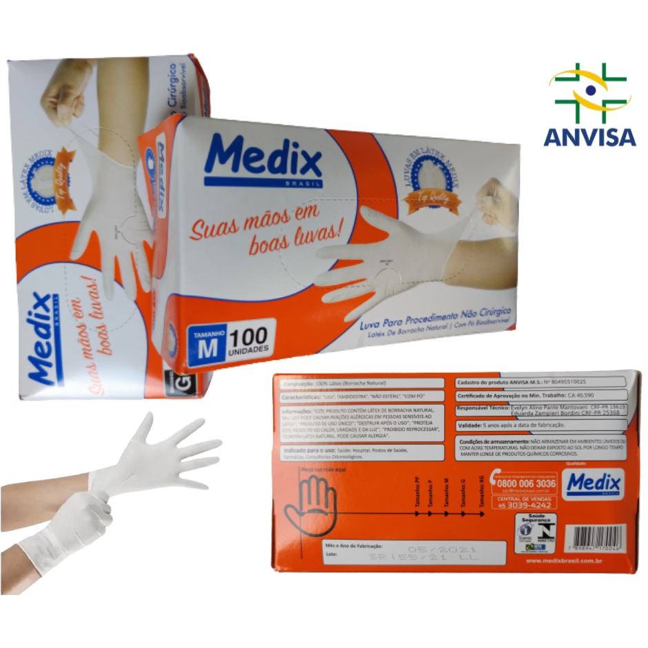 Luva Procedimento Látex Com Pó Medix Cx 100 Un Tamanho G Shopee Brasil