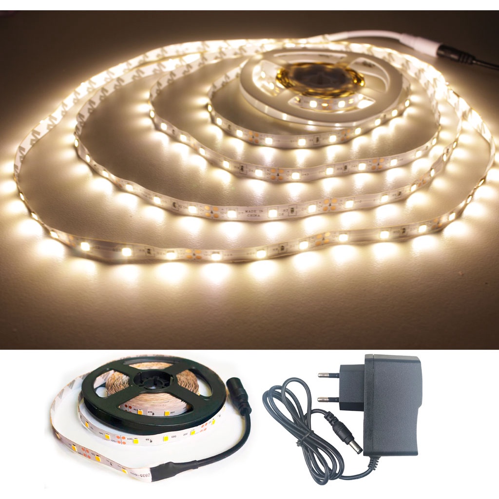 Fita LED Branco Quente 3528 300 Leds 6 Metros c/ Emenda 12V 2835 ...
