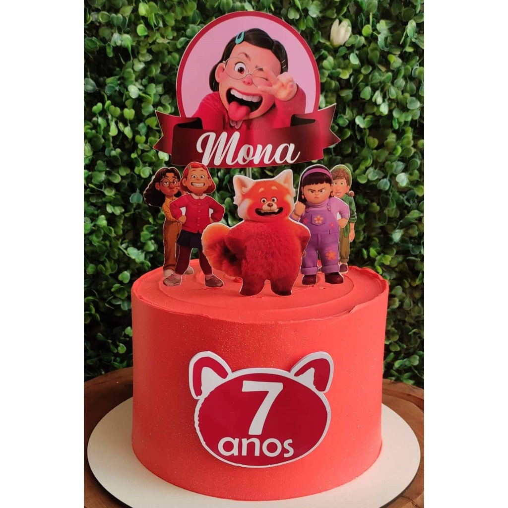Topo De Bolo Turning Red Topper Personalizado | Shopee Brasil