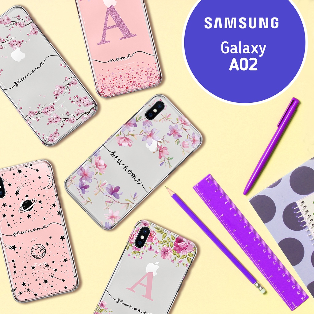 Capa Capinha - Samsung Galaxy A02 - Transparente Personalizada com Nome ...