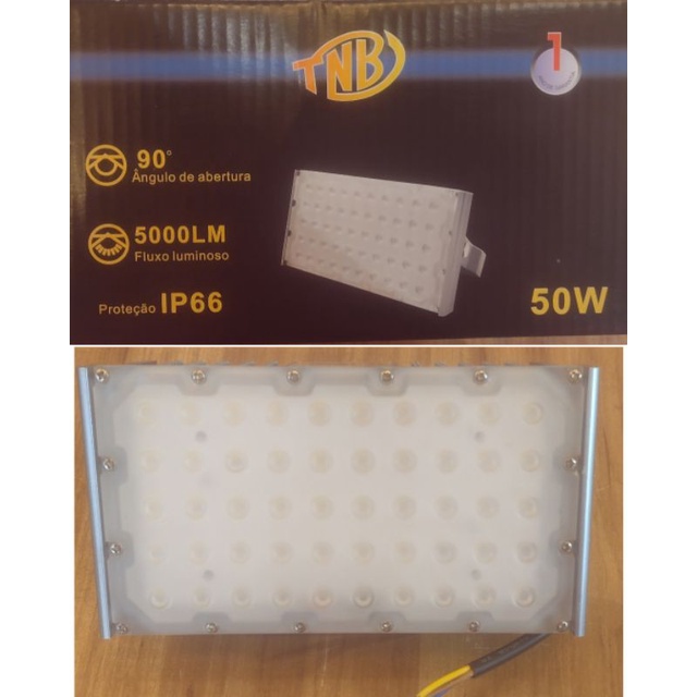 Refletor LED 50w modular IP66 bivolt 6500k branco Frio - ideal para campo quadra envio imediato ...