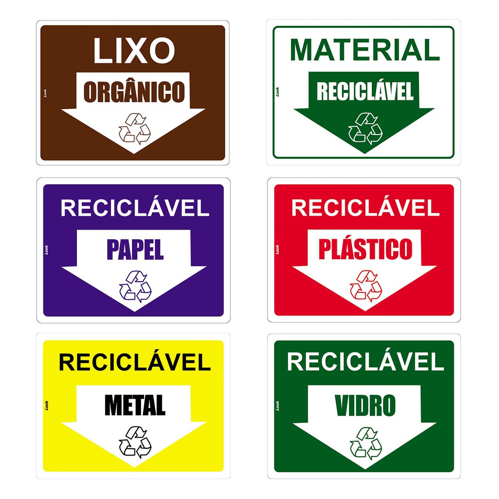 Placa Sinalização Aviso Lixeira Material Reciclável Descartável ...