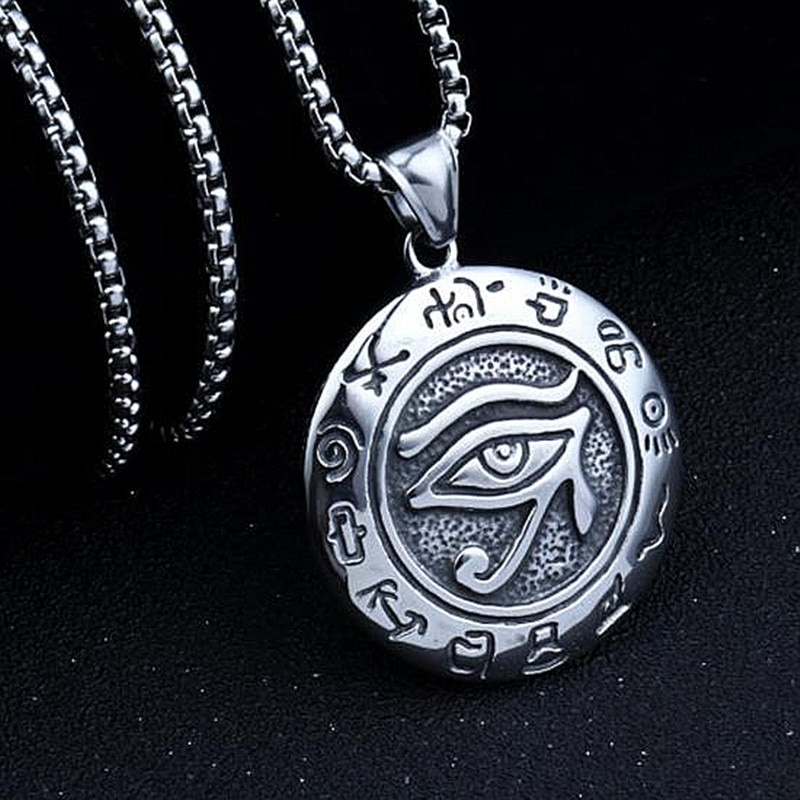 Viking Emo Evil Eye Colar Redondo Pingente Masculino Punk Gótico Joias ...