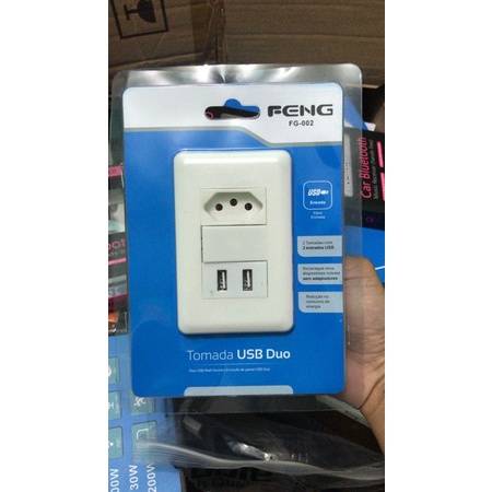 Tomada USB FENG Com 1 Tomada Energia 10A e 2 Módulo USB de Parede ...