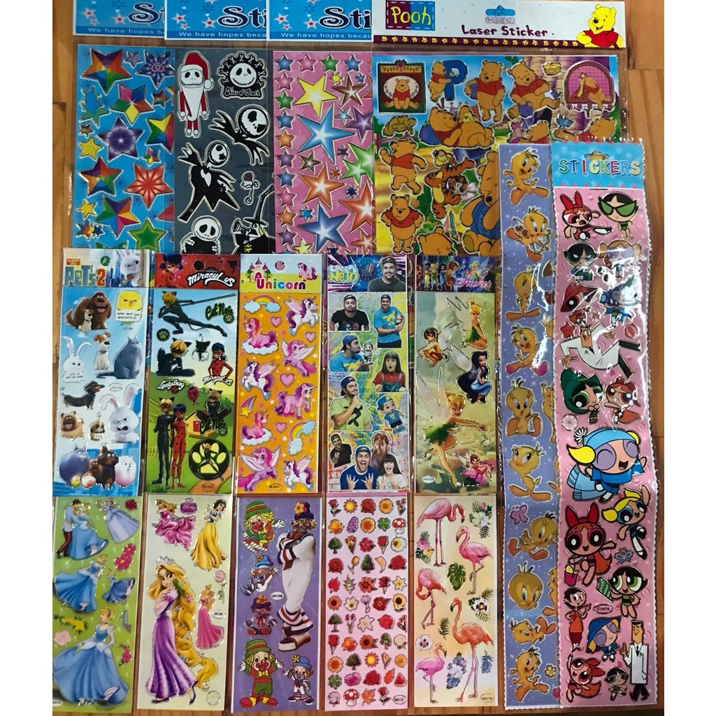 30 Cartelas de Adesivos Personagens - Adesivo Personagem Infantil Escolar | Shopee Brasil