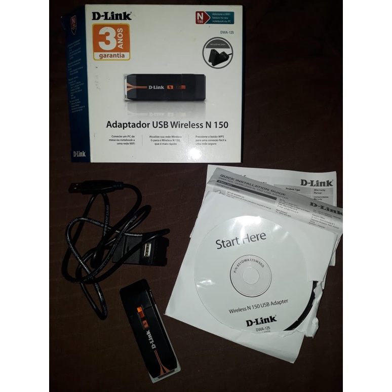 Adaptador USB Wireless N 150 DWA-125 D-Link | Shopee Brasil