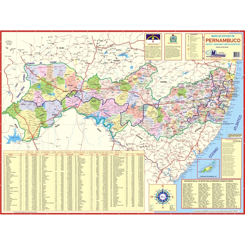 Mapa Geo Político Rodoviário Gigante de Pernambuco 120X90CM | Shopee Brasil