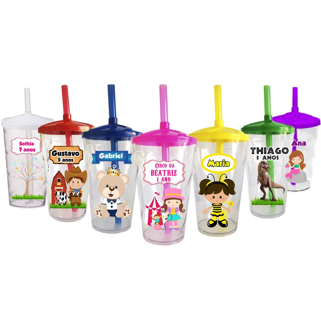 Kit C/ 30 Copos Twister Shake Personalizado 400ml C/Tampa e Canudo ...