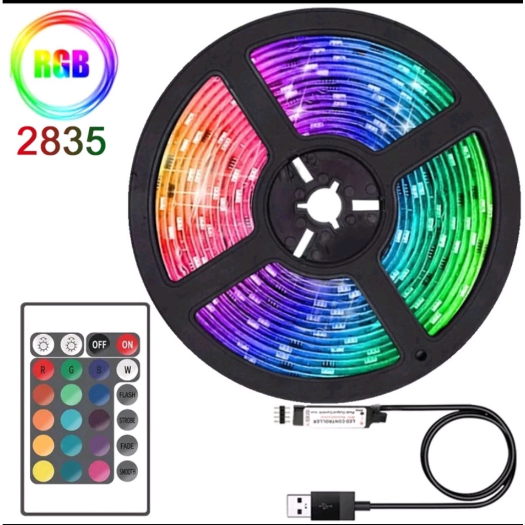 Fita Led Rgb Colorida + Fonte + Controle | Shopee Brasil