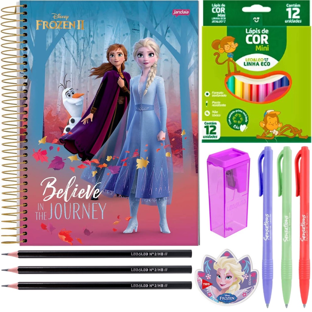 Super Kit Frozen Material Escolar Ensino Médio Faculdade Caderno 10 ...