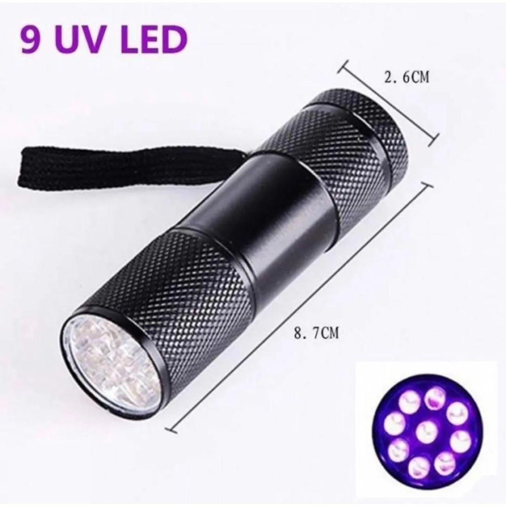 Mini Lanterna Luz Negra Ultravioleta UV c/ 9 leds | Shopee Brasil