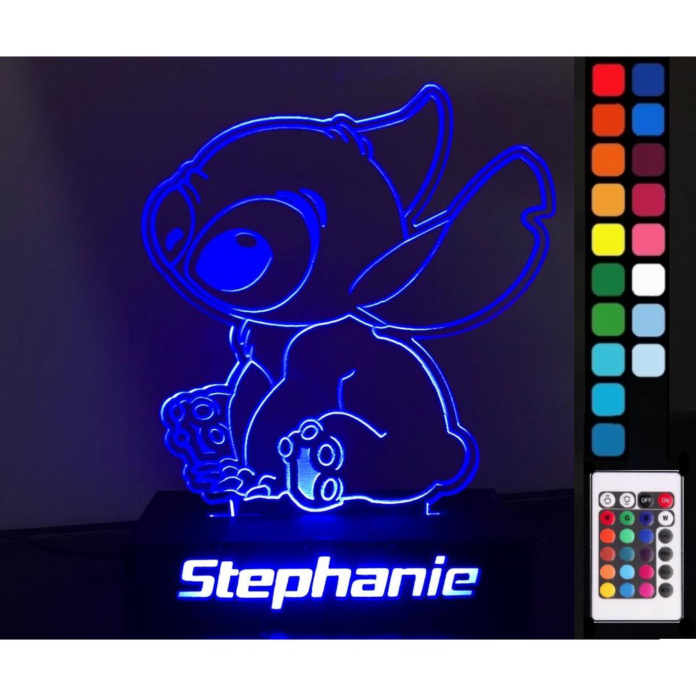Luminária Abajur Lilo e Stitch - RGB Personalizada Com Nome | Shopee Brasil
