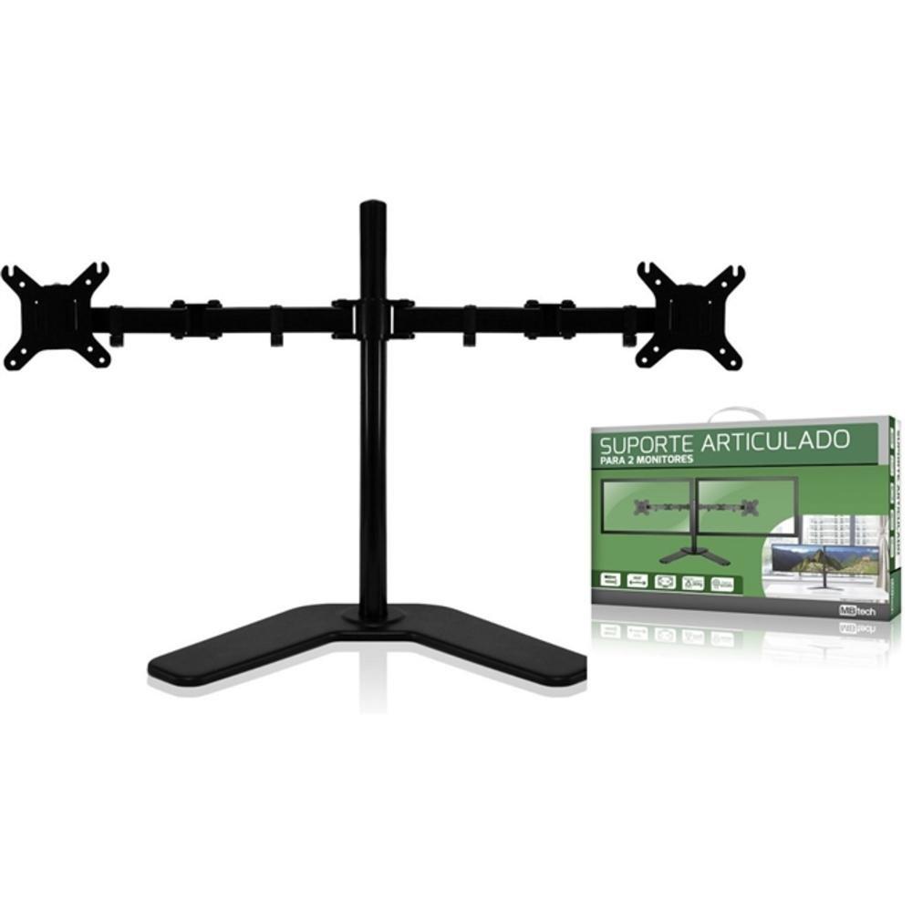 SUPORTE DUPLO COMPLETO LUXO MONITOR E TV DE MESA ARTICULADO 2 MONITORES ...