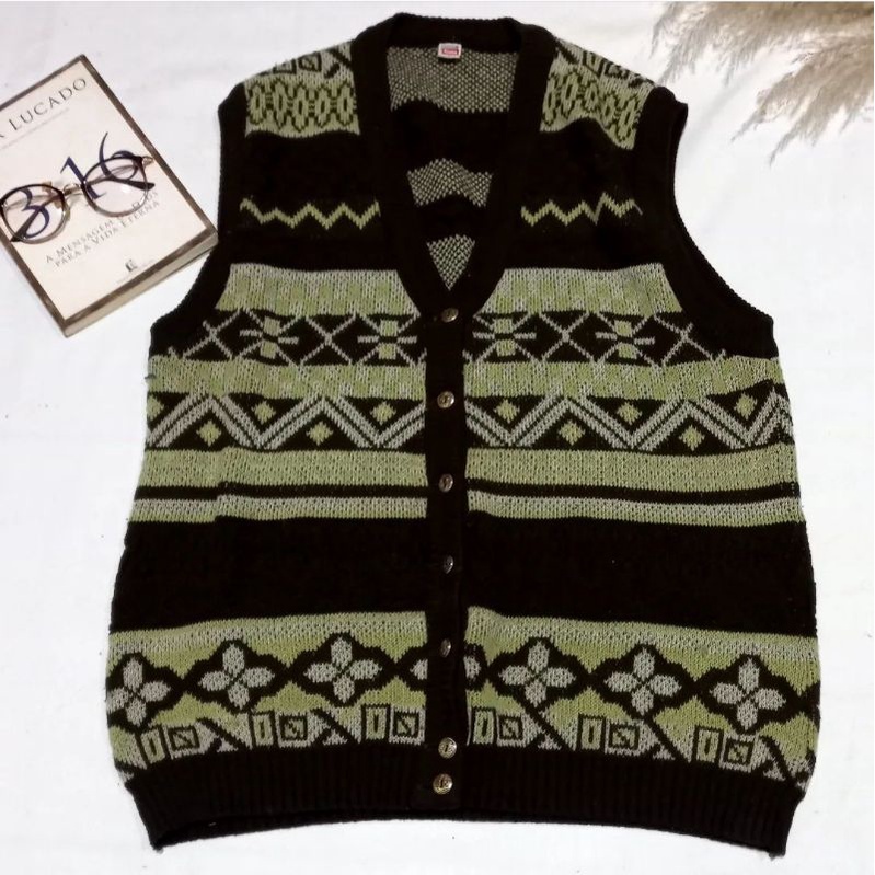 Colete/Pullover Tricot Vintage - G | Shopee Brasil