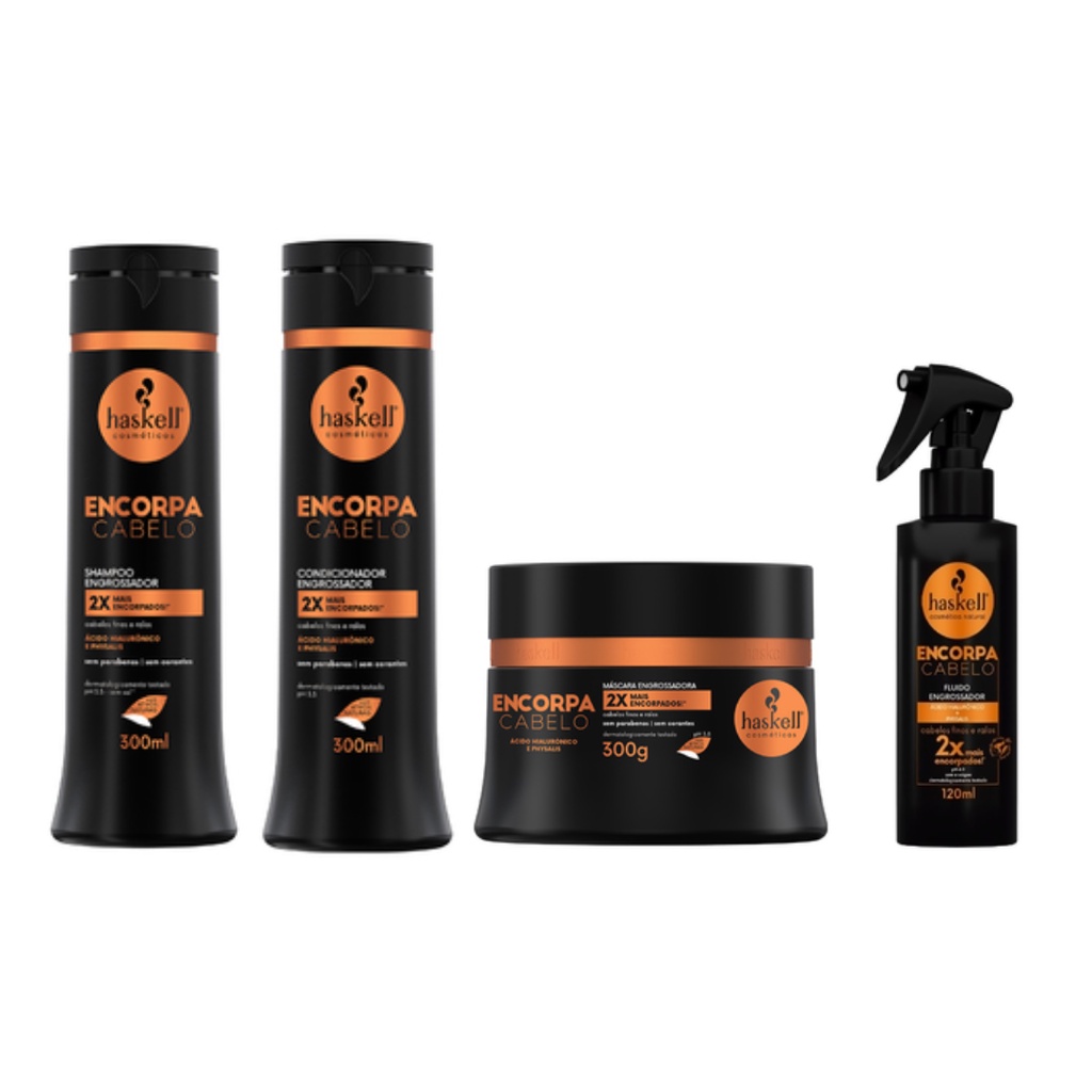 Kit 4 itens Linha Completa Haskell Encorpa Cabelo 300ml Original ...